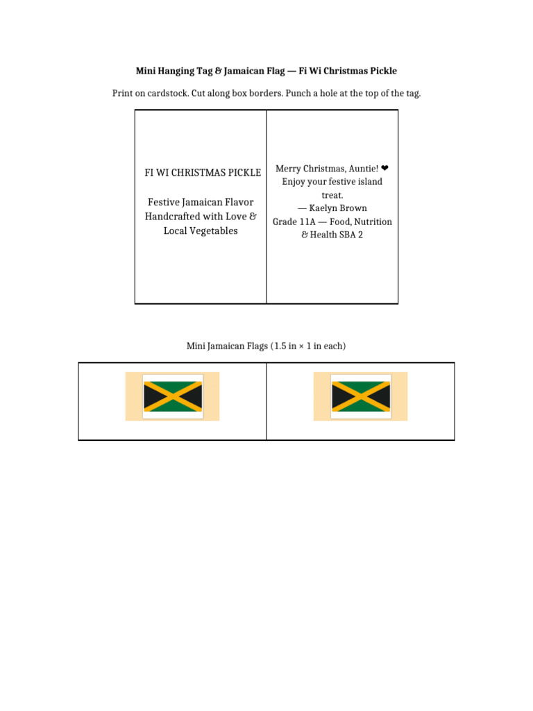 Fi Wi Christmas Pickle Tag and Flag PRINTABLE | PDF