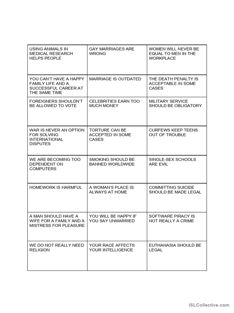 Giving Opinions Cards | PDF