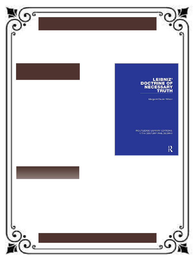 Leibniz Doctrine of Necessary Truth Routledge Library Editions 17th ...