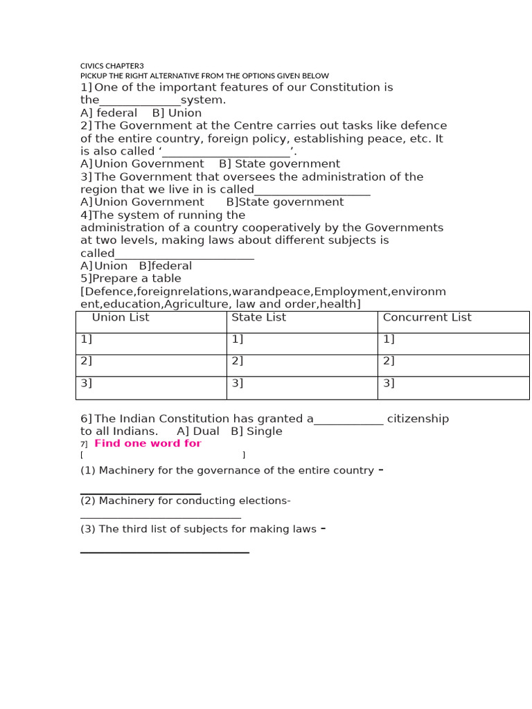 Civics and History Quiz Questions | PDF