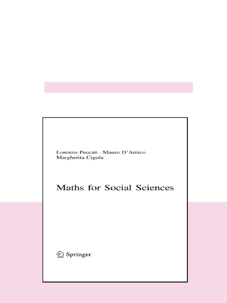 Maths For Social Sciences Lorenzo Peccati Mauro Damico Margherita ...