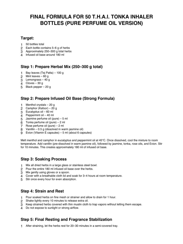 Dead Final Formula For 50 Thai Tonka Pure Perfume Oil Version PDF | PDF
