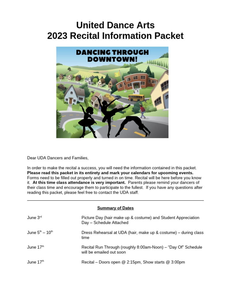 UDA Recital Packet - 20230423173351 | PDF