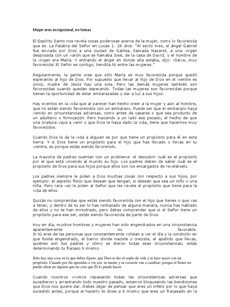 Mujer Eres Excepcional | PDF | María, madre de Jesús | Creencia ...