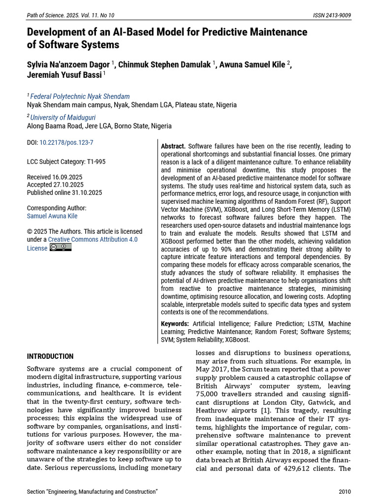 Development of an AI-Based Model for Predictive Ma | PDF | Machine ...
