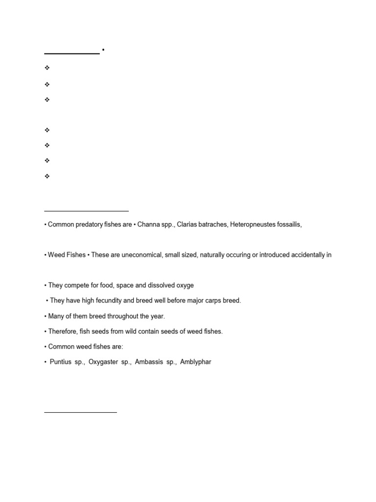 Predatory and Weed Fishes | PDF