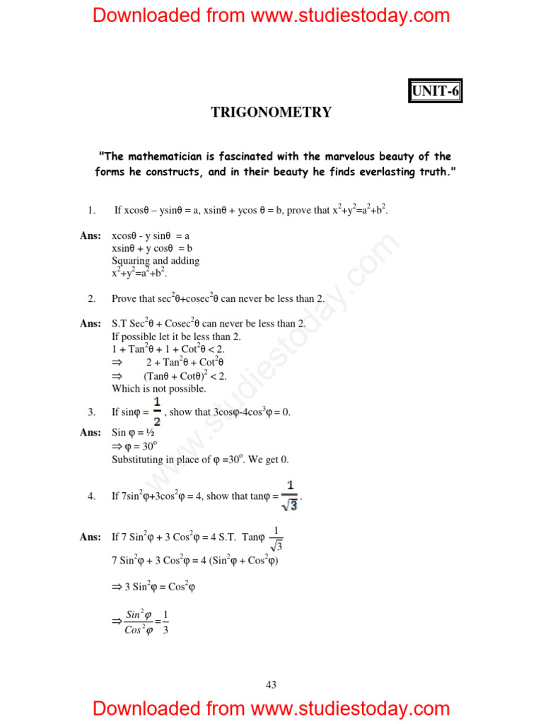 Trigonometry Problems and Solutions | PDF | Trigonometry | Triangle ...