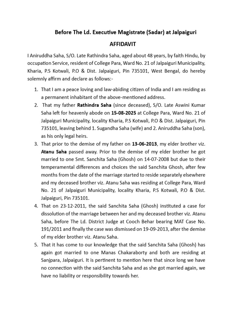 Declaratory Affidavit Aniruddha Saha | PDF | Chess Theory | Chess