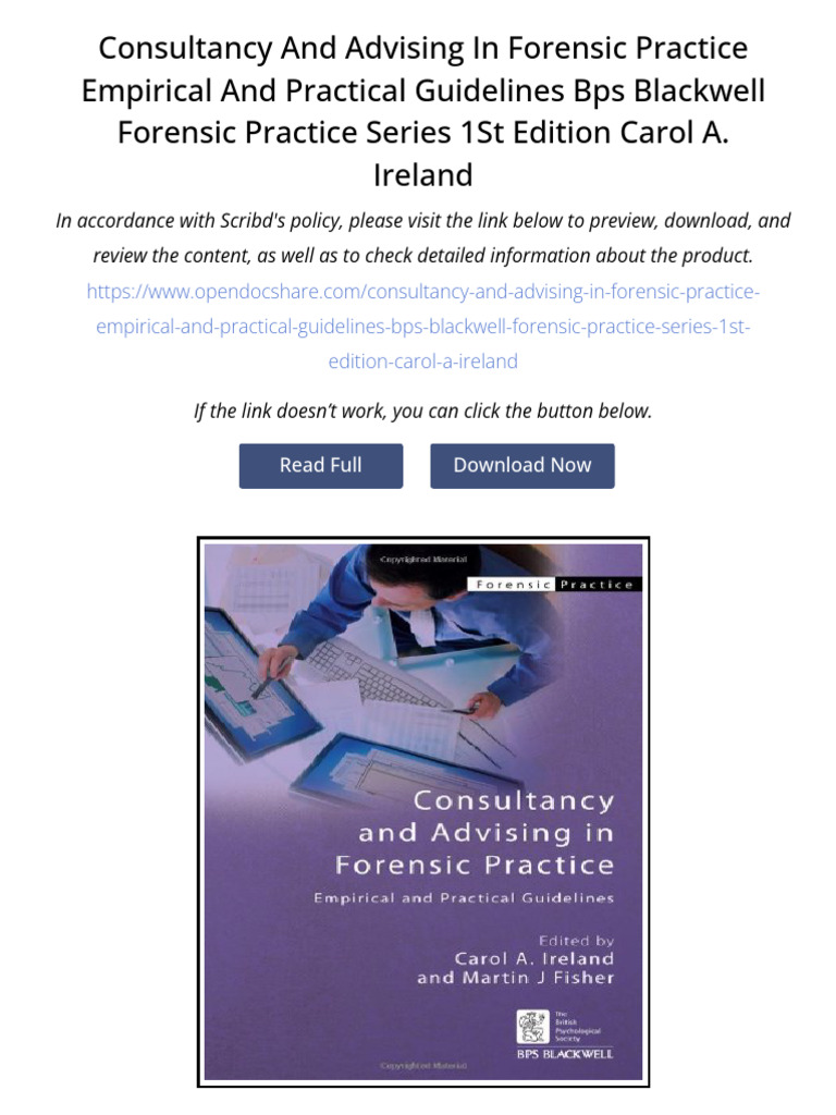 Consultancy and Advising in Forensic Practice Empirical and Practical ...