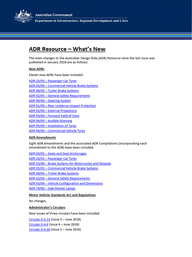 Updates to Australian Design Rules 2018 | PDF | Trailer (Vehicle ...