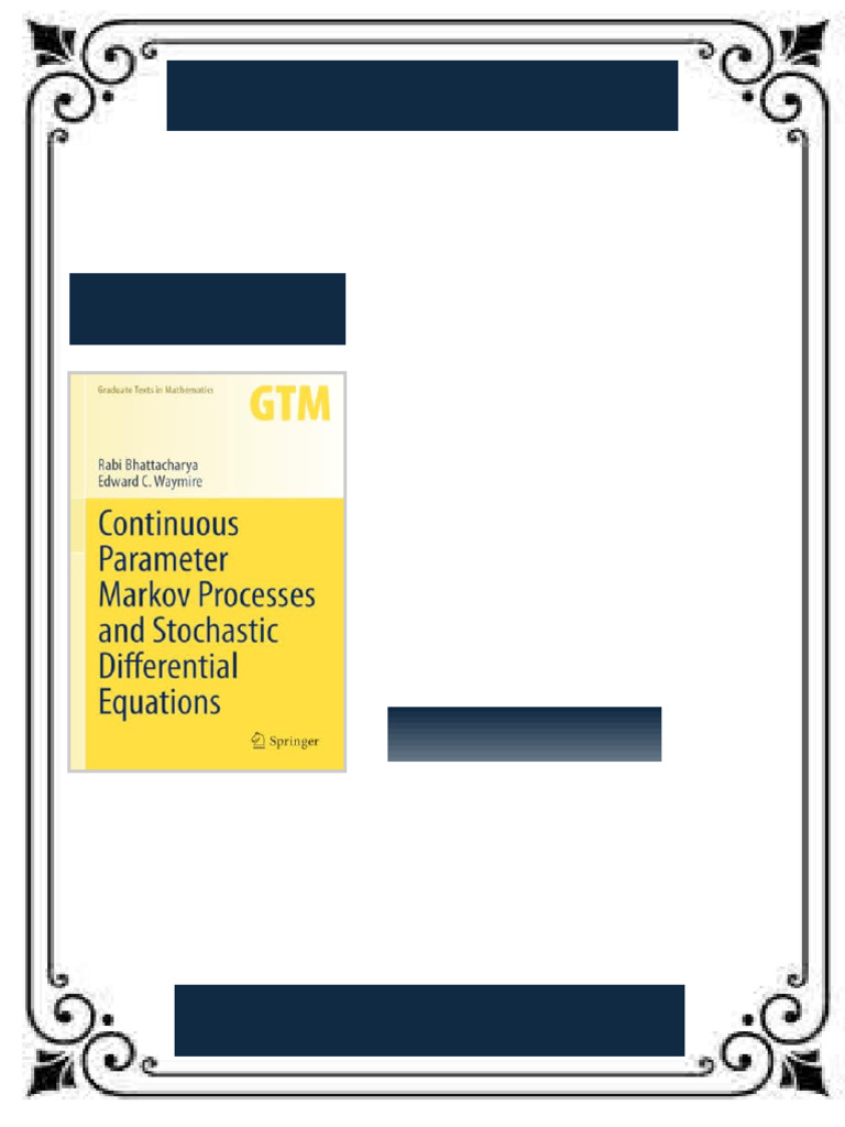 Continuous Parameter Markov Processes and Stochastic Differential ...