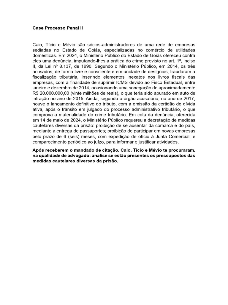 Case Processo Penal II | PDF