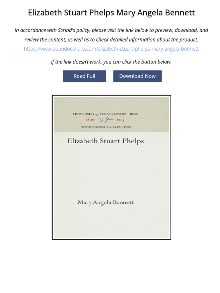Elizabeth Stuart Phelps Mary Angela Bennett latest pdf 2025 | PDF