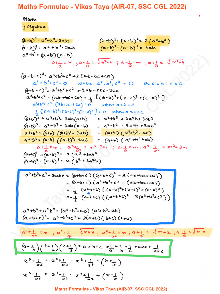 Short Notes Maths CGL | PDF