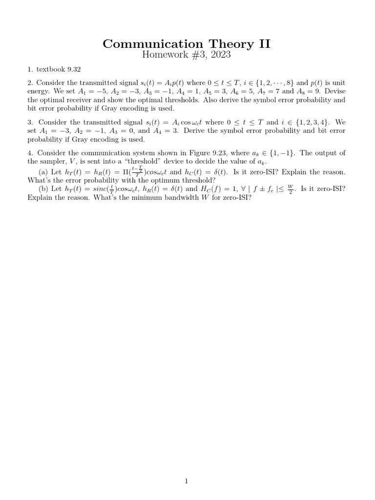 Communication Theory II Homework Analysis | PDF