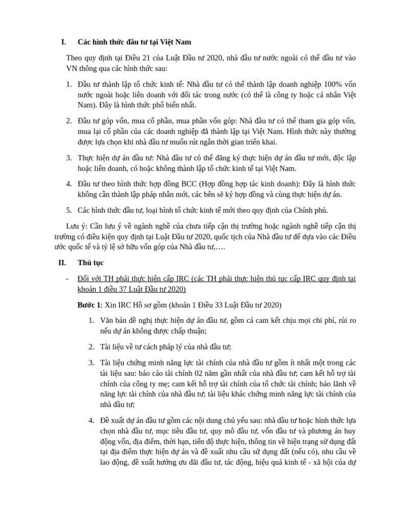 Các Hình Thức Đầu Tư Tại Việt Nam | PDF