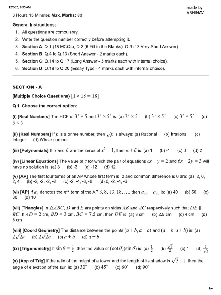 Maths Paper 3 | PDF