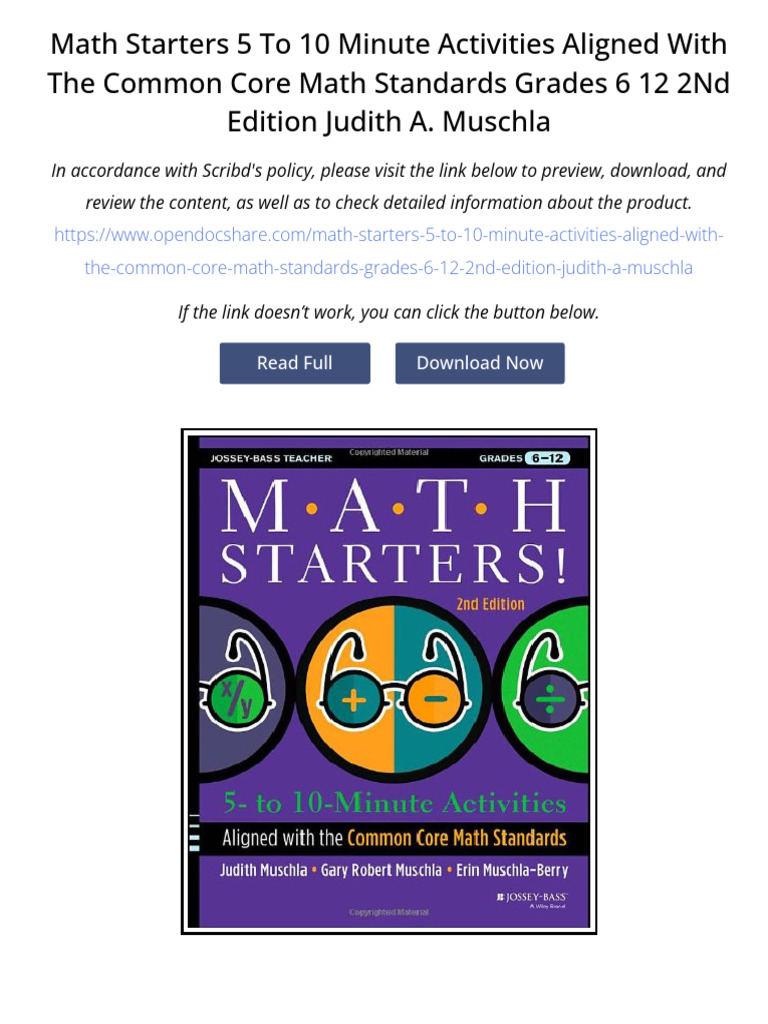 Math Starters 5 to 10 Minute Activities Aligned with the Common Core ...