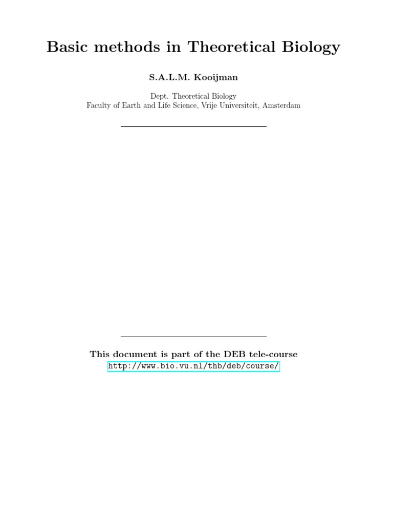 Basic Methods of Theoretical Biology | PDF | Statistical Hypothesis ...