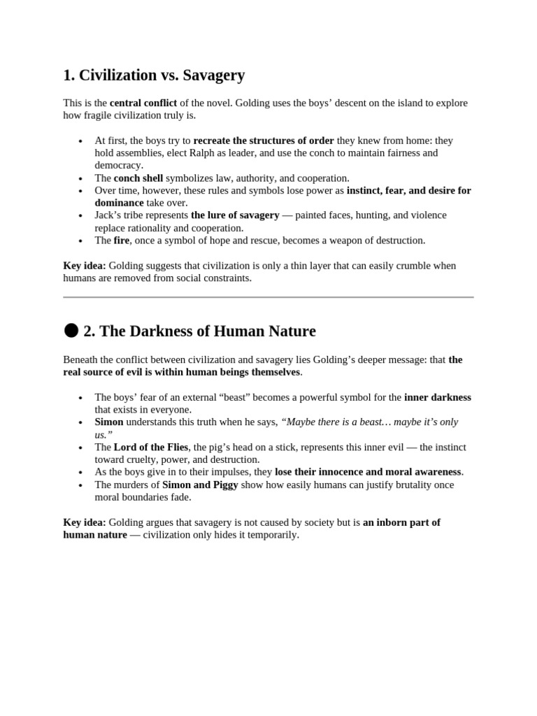 Civilization vs. Savagery in Golding's Novel | PDF