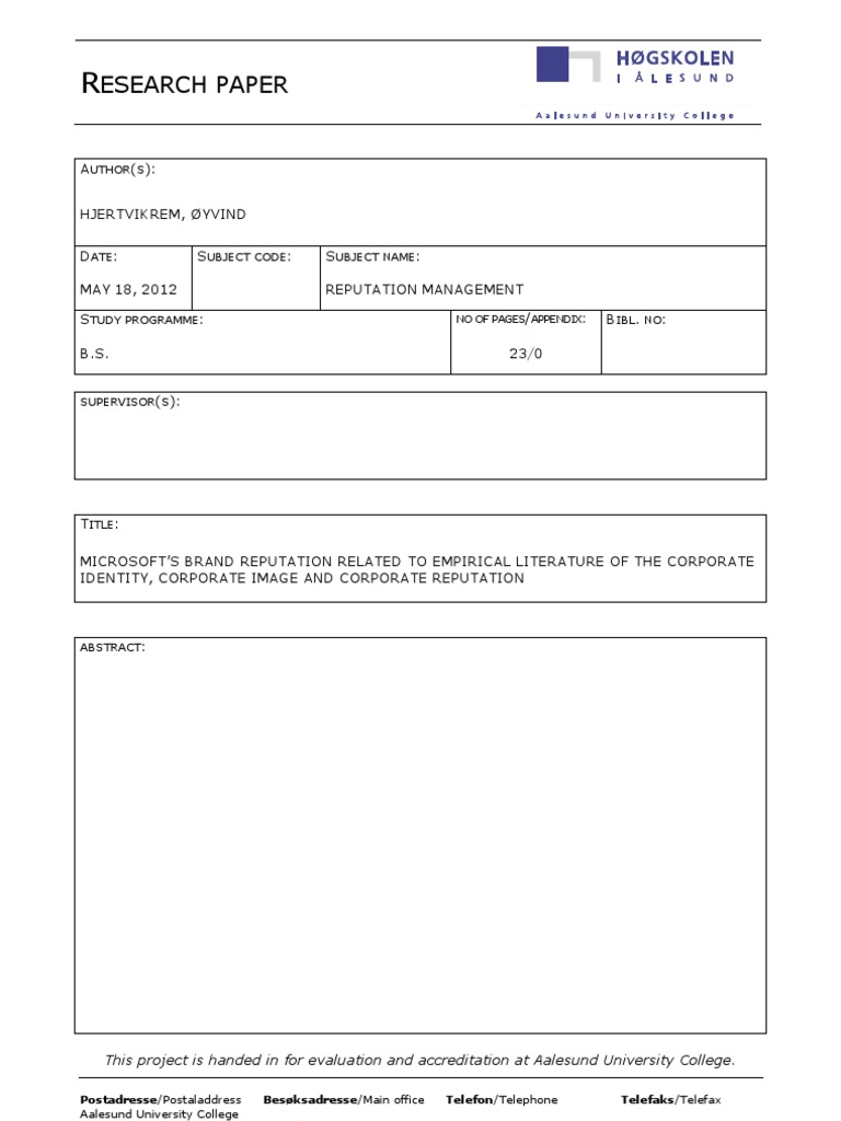 Microsoft's Brand Reputation Related To Empirical Literature of The ...