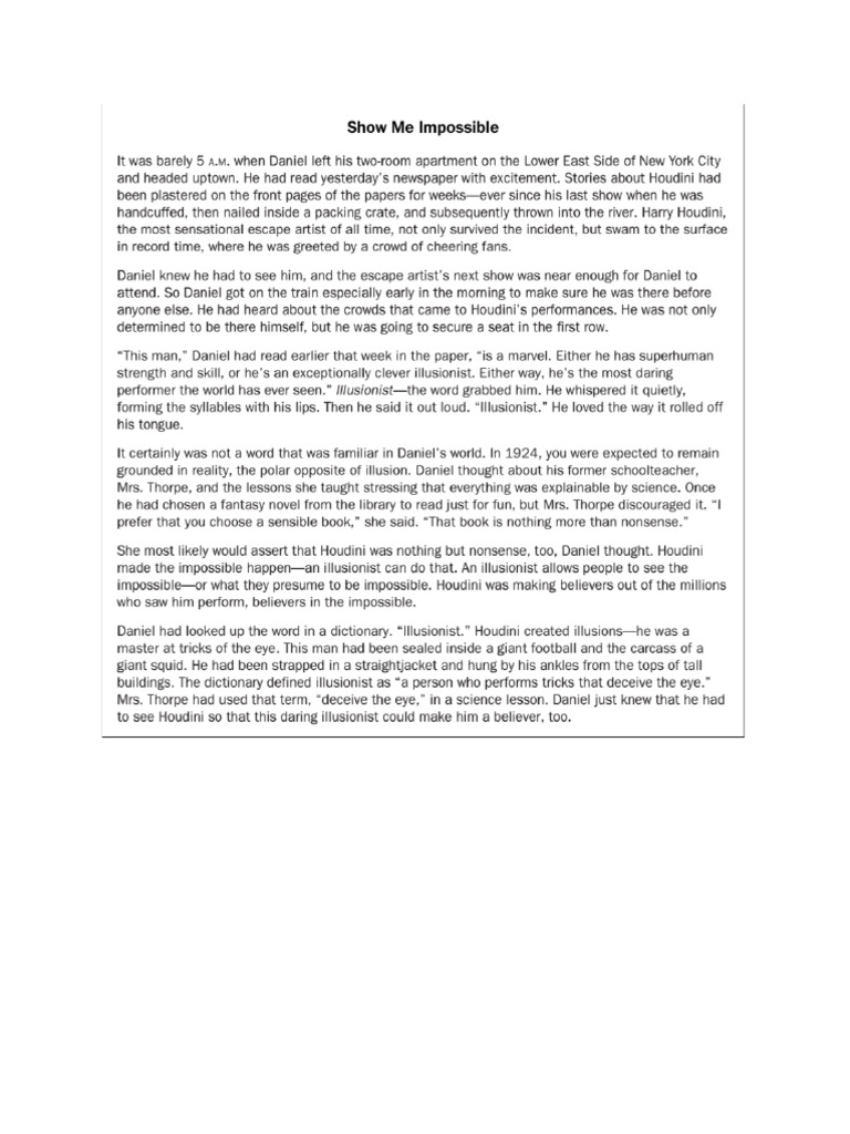 Writing | PDF | Harry Houdini | Magic (Illusion)