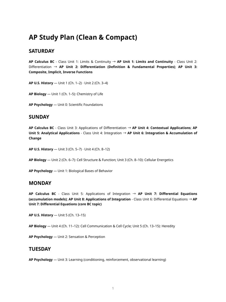 AP Study Plan Overview (3) | PDF