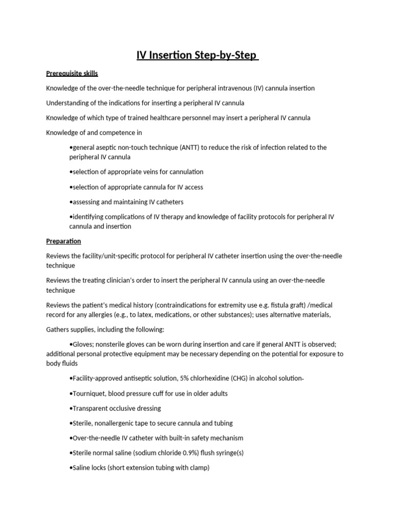 IV Insertion Step-by-stepOriginalReferencereview (revised 422020 ...