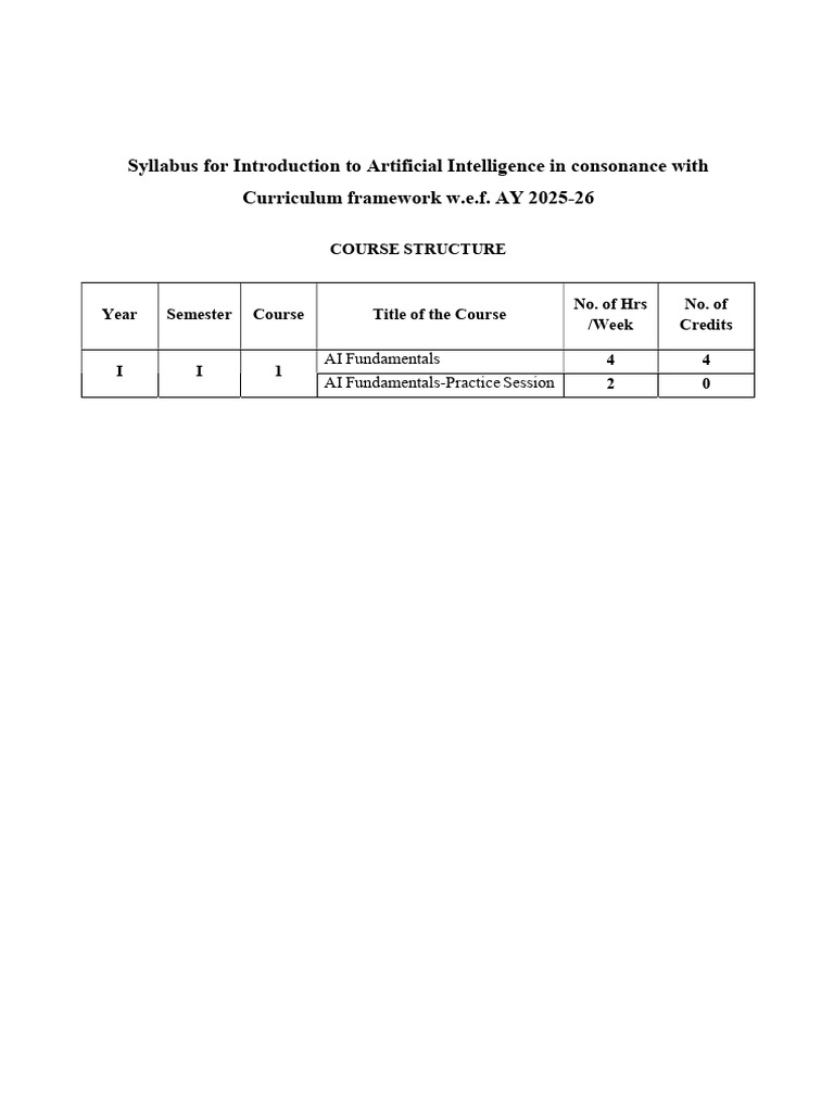 AI Syllabus | PDF | Artificial Intelligence | Intelligence (AI) & Semantics