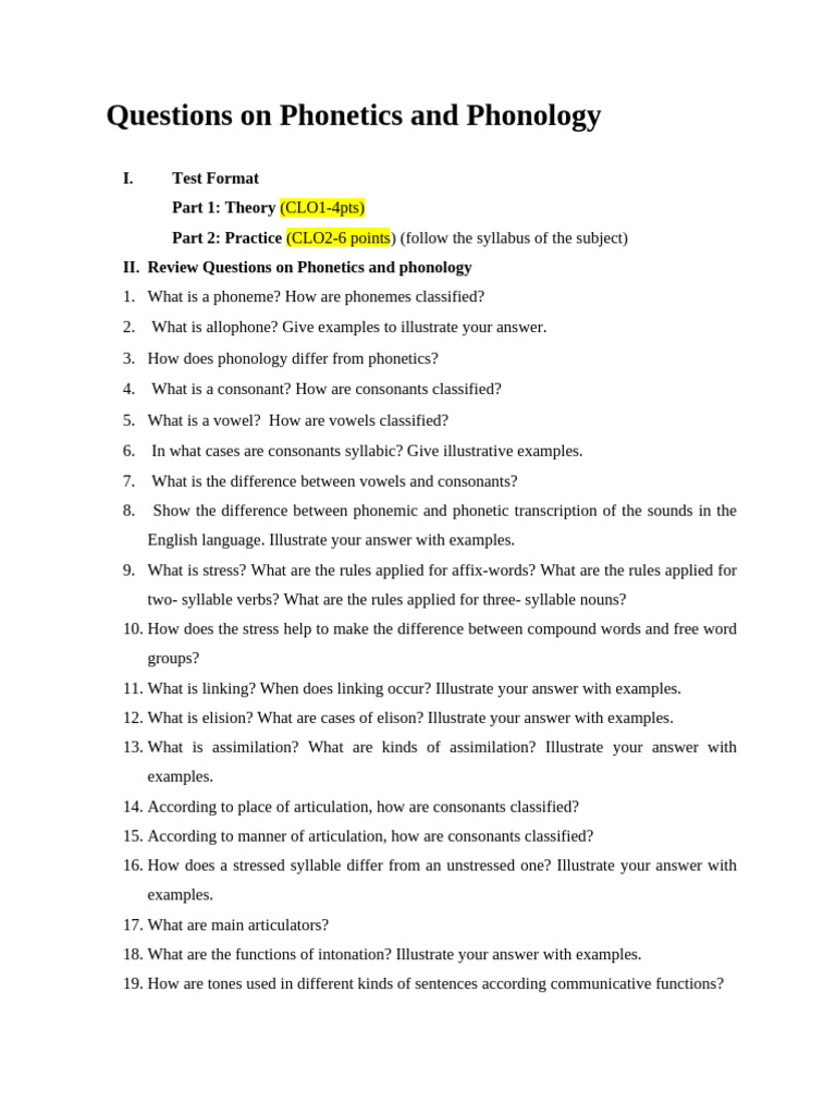 Theory Review on Phonetics & Phonology. 2.10.24 | PDF