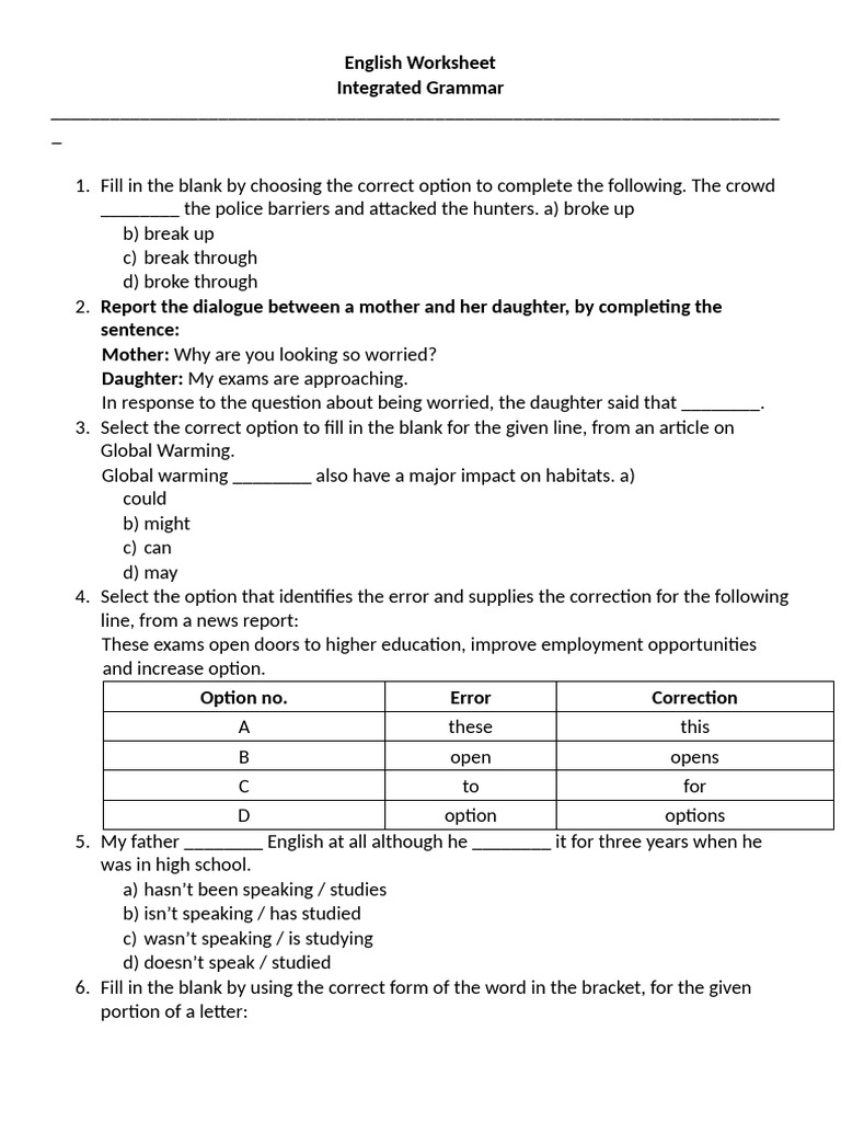 Grammar Worksheet_Integrated Grammar | PDF | Pronoun