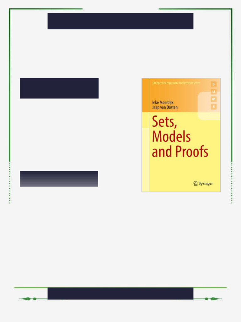 Sets Models and Proofs Ieke Moerdijk eBook manual edition | PDF | Axiom ...