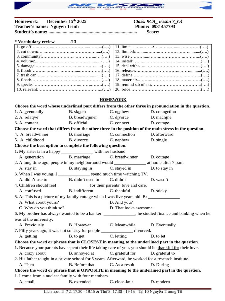 Homework 9CA Lesson 7 C4 3 | PDF