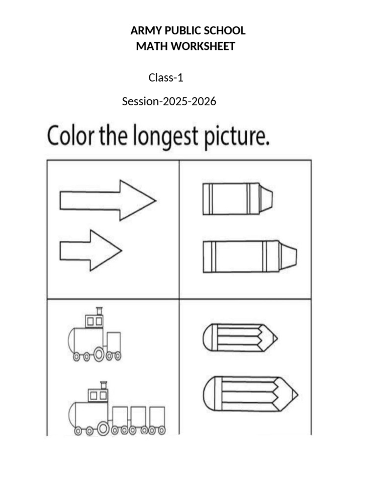 Army Public School Class 1 Math Worksheet | PDF