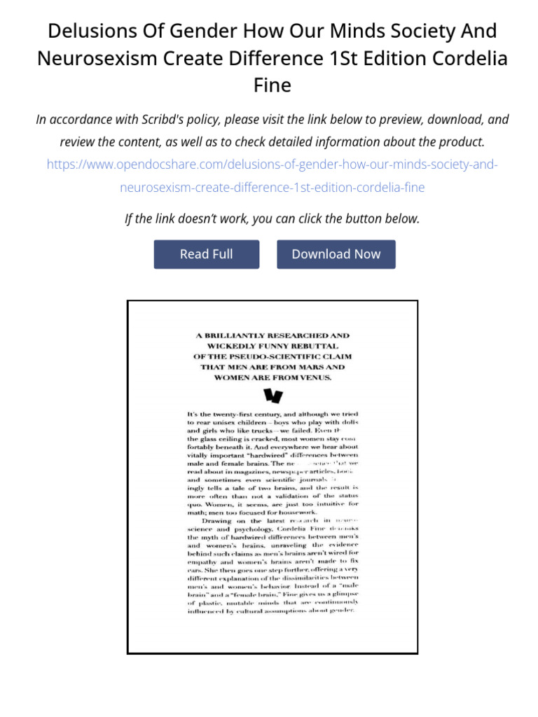 Delusions of Gender How Our Minds Society and Neurosexism Create ...