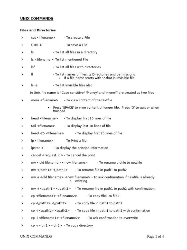 UNIX Commands | PDF | Computer File | Data Management