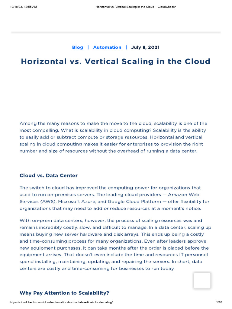 Unit-3-Horizontal vs. Vertical Scaling in the Cloud | PDF