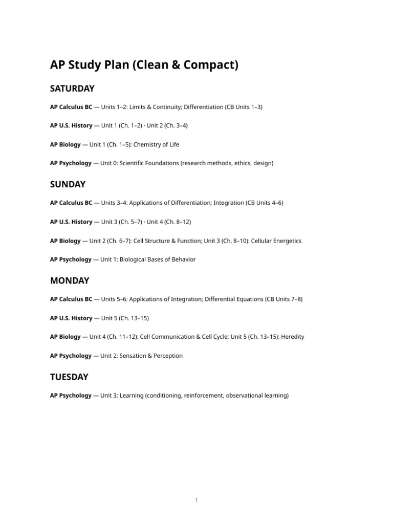 AP Study Plan Overview | PDF