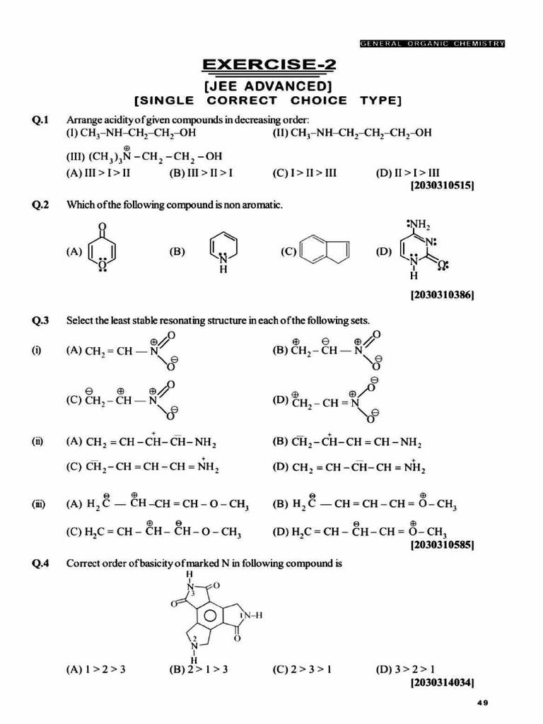 Organic Chemistry Acidity and Basicity Exercises | PDF | Chemical ...