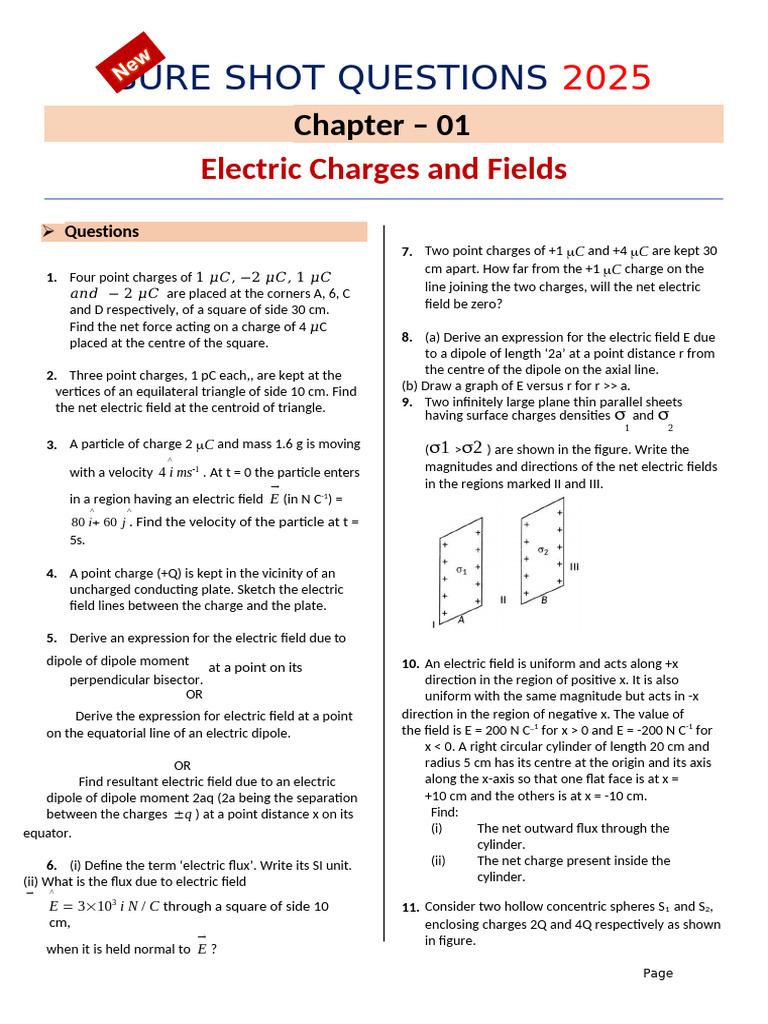 Imp Questions 2025 (Autorecovered) HB | PDF | Electric Field | Triangle