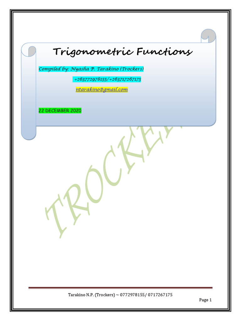 Trigonometric Functions - By Trockers | PDF | Trigonometric Functions ...