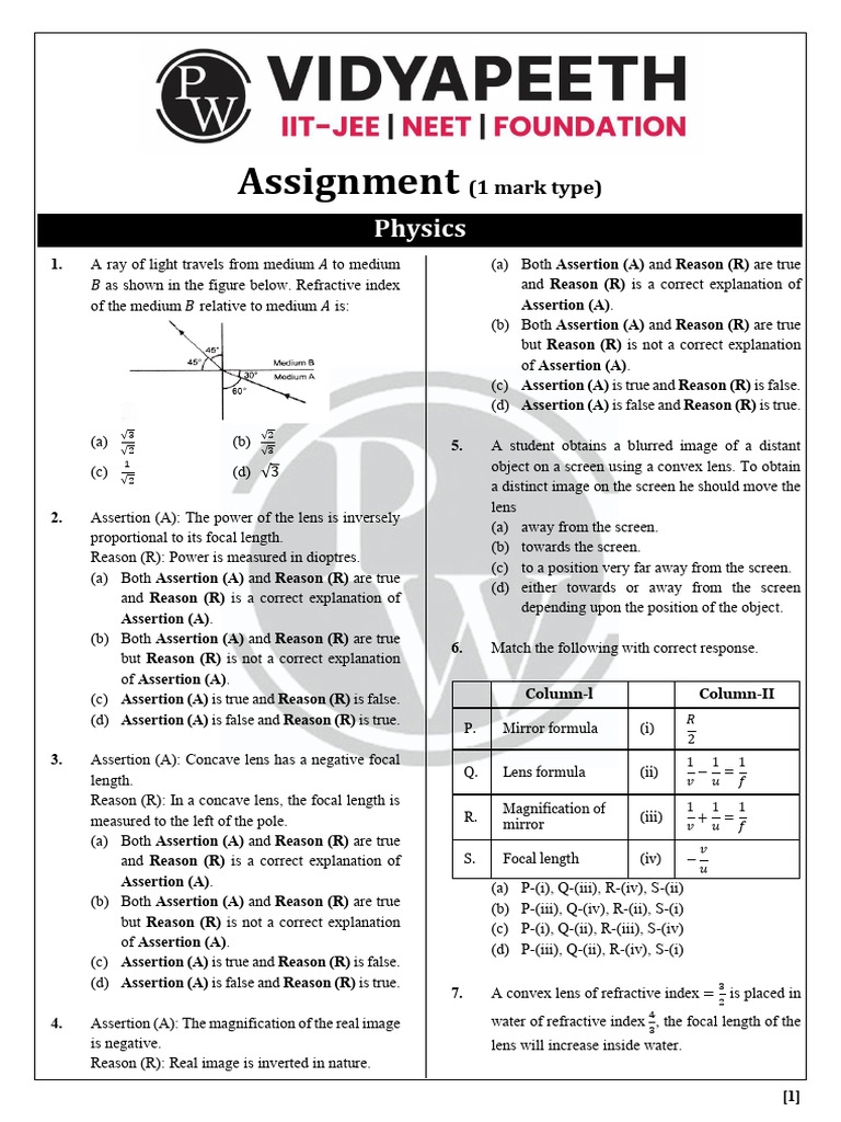 Physics Assignment Mcq | PDF | Electromagnetic Spectrum | Applied And Interdisciplinary Physics