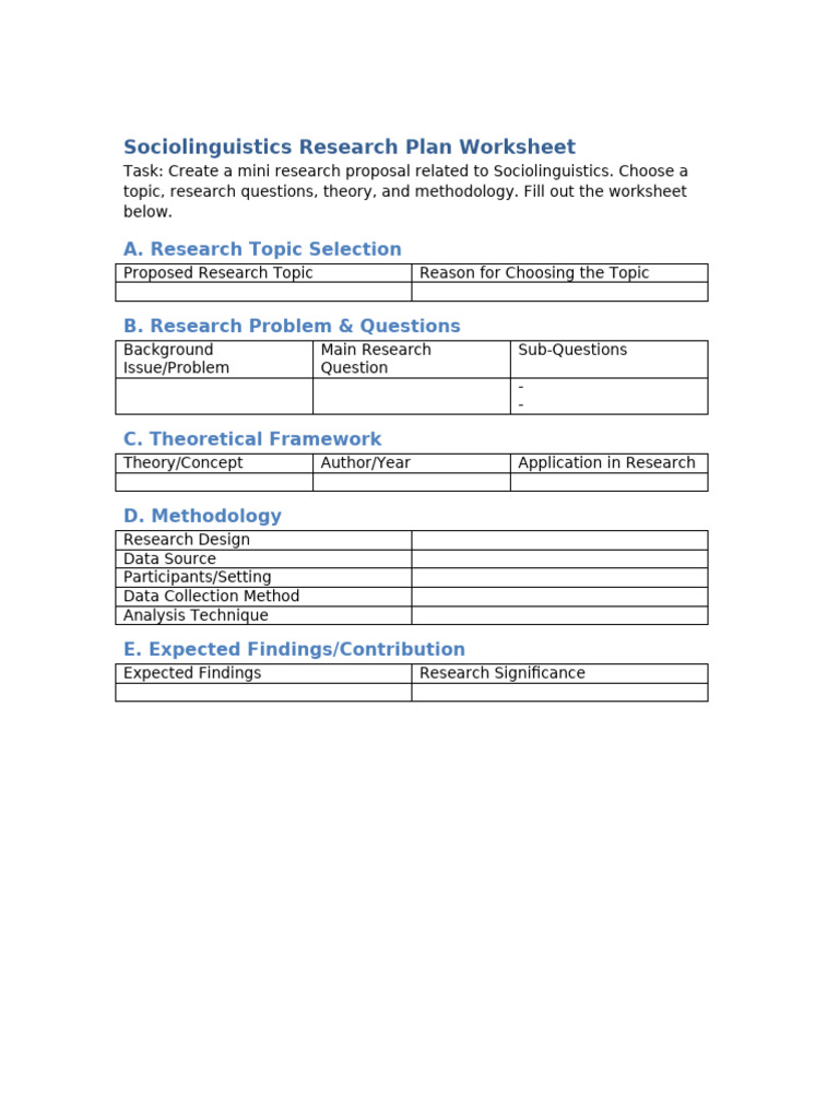 Research Plan Worksheet (1) | PDF