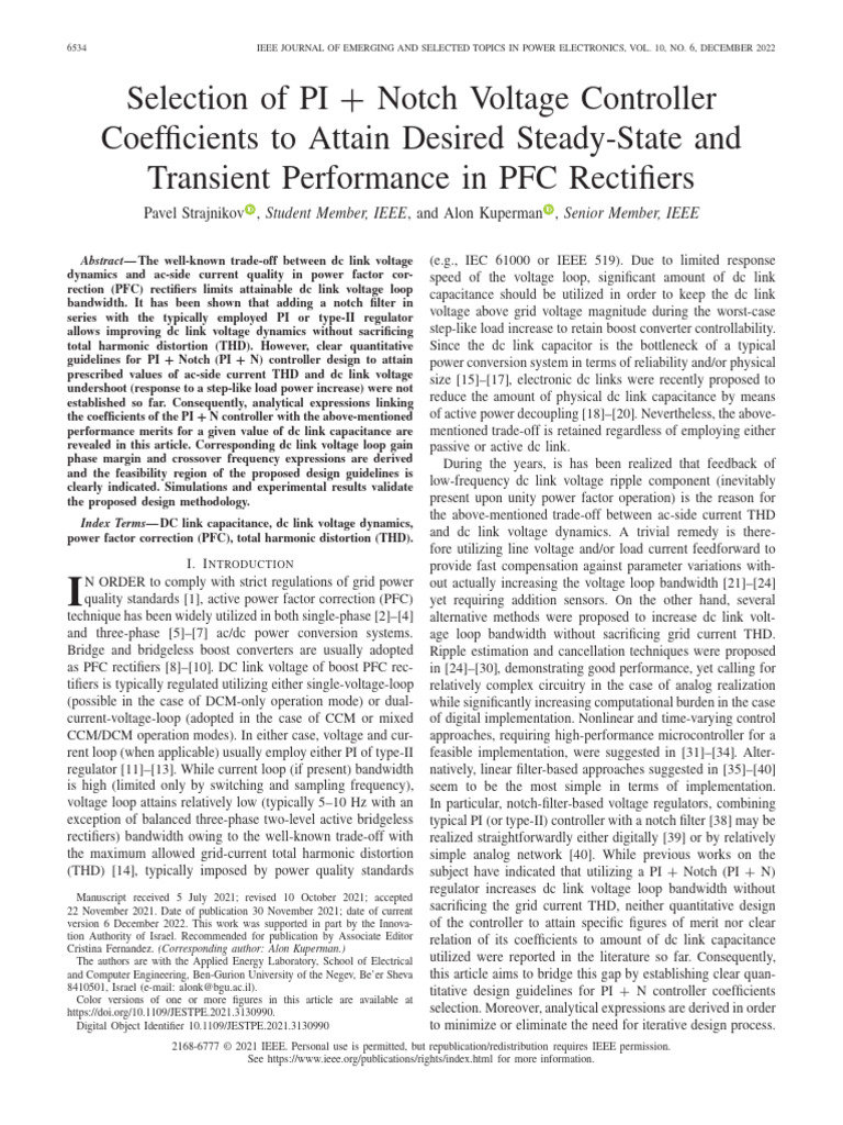 PI + Notch Controller Design for PFC | PDF | Rectifier | Direct Current