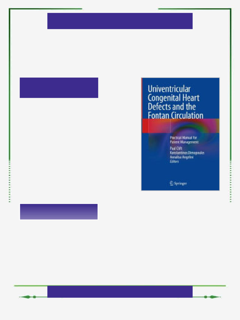 Univentricular Congenital Heart Defects and the Fontan Circulation ...