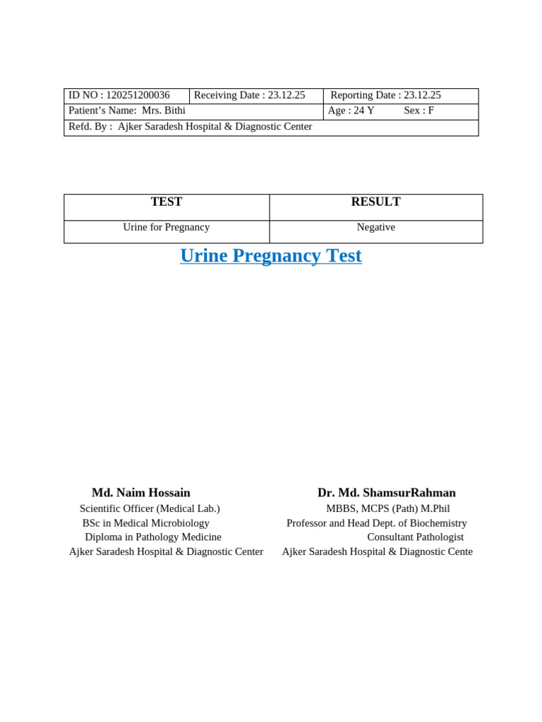Urine PT | PDF