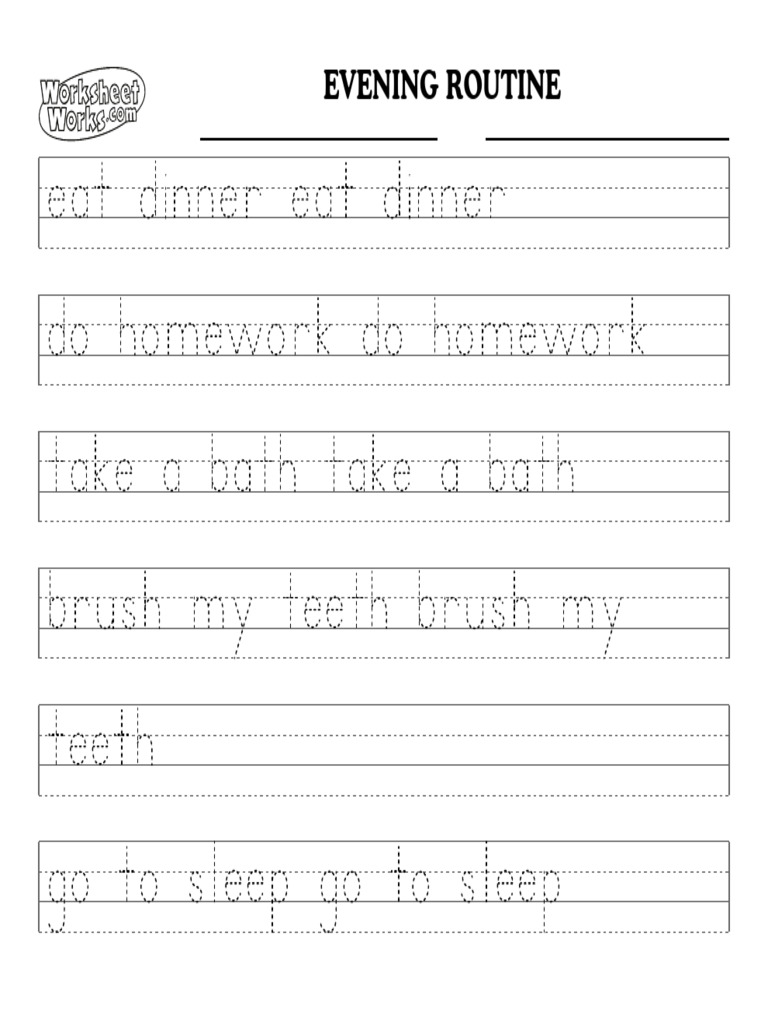 Handwriting Evening Routine | PDF
