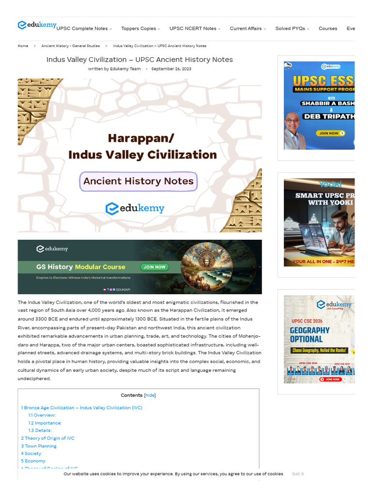 Indus Valley Civilization UPSC Notes | PDF