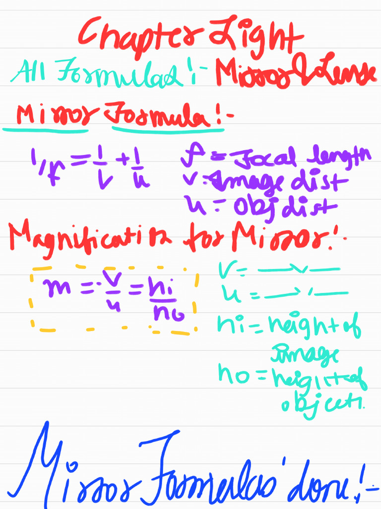 Chapter Light Formulas | PDF