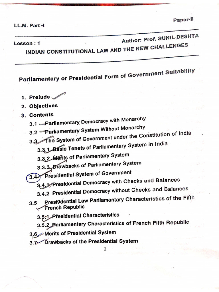Indian Constitutional Law and New Challenges Part 1 Notes | PDF